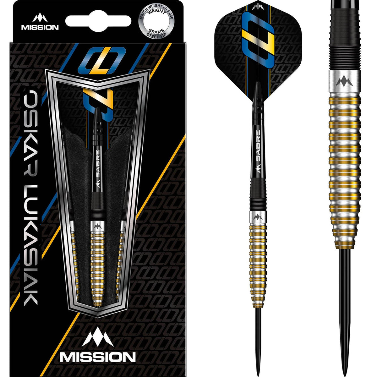 Mission Oskar Lukasiak Darts - Steel Tip - 95% Tungsten - Black & Gold ...