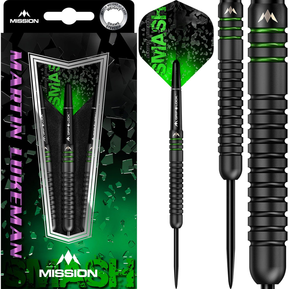 Mission Martin Lukeman Darts - Steel Tip - 90% - Smash - Black Titaniu ...